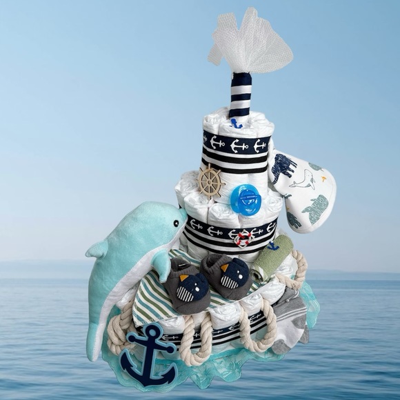 Handmade | Accessories | Ship Dolphin Diaper Cake | Poshmark